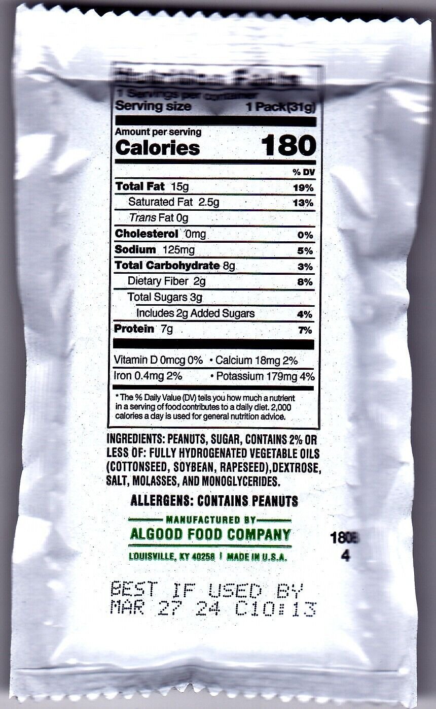 3 Ct. Algood Creamy Peanut Butter Squeeze packets, 1.1 Oz