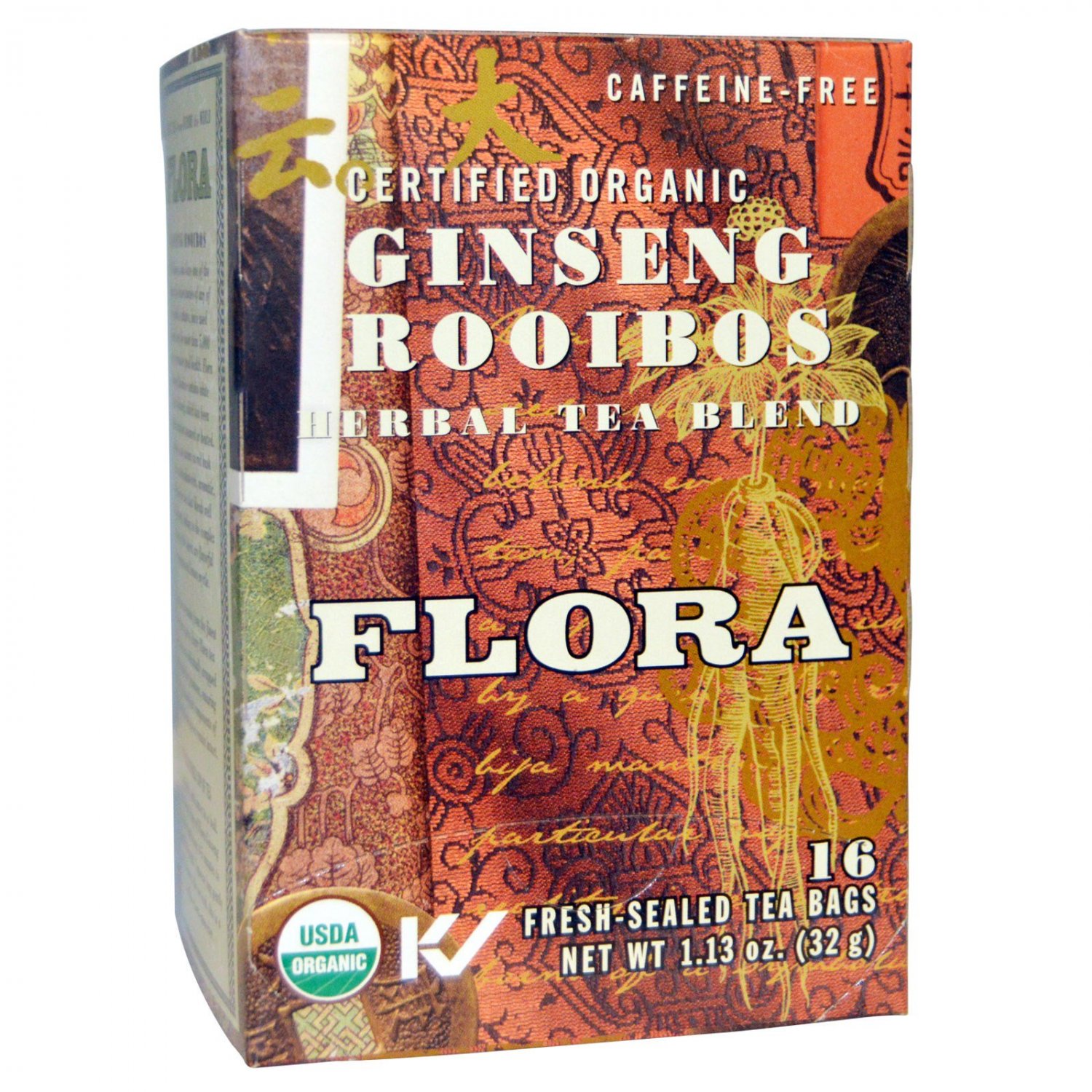 Flora, Herbal Tea Blend, Ginseng Rooibos, 16 Tea Bags, 1.13 oz (32 g)