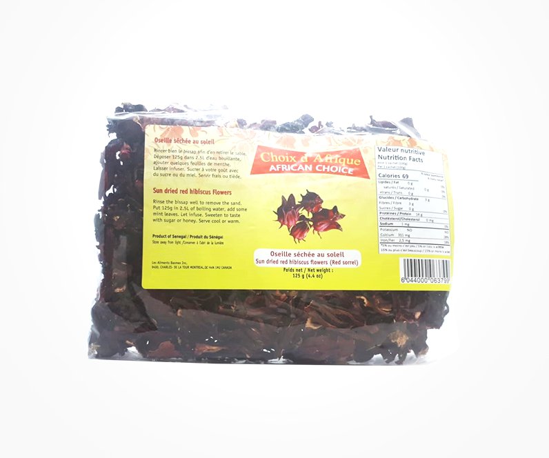 Sun dried Bissap Red Hibiscus Bissap Rouge Red Sorrel 125g 100% natural ...