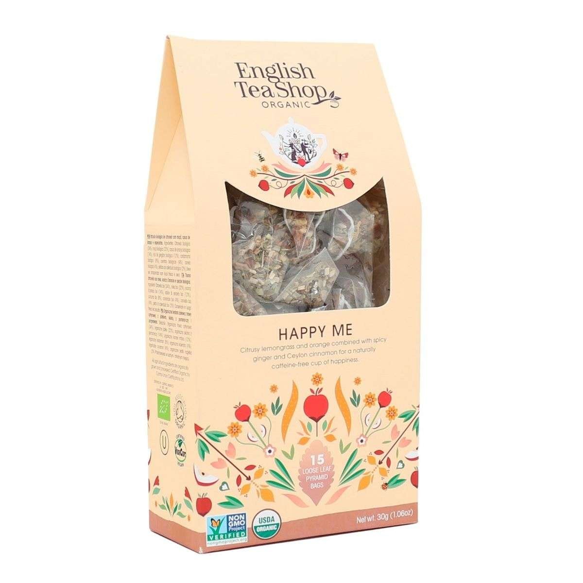 English Tea Shop Collection Pyramid, Organic 15 sachets pyramides Happy me