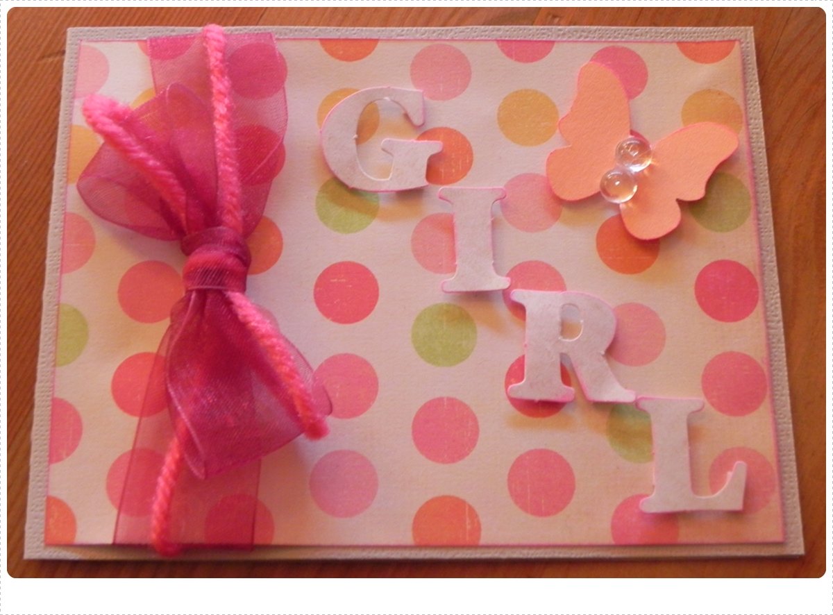 Its a Girl, Handmade Baby Shower Card, Pink