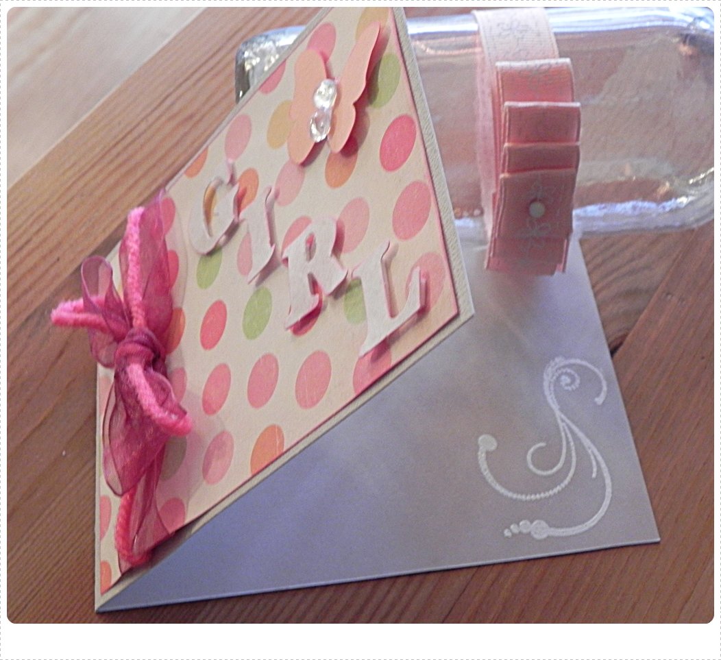 Its a Girl, Handmade Baby Shower Card, Pink
