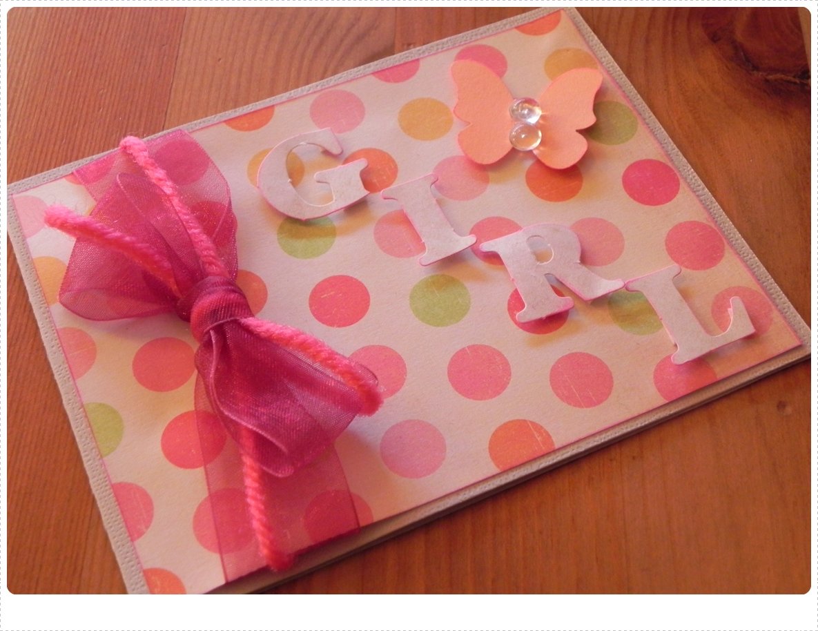 Its a Girl, Handmade Baby Shower Card, Pink