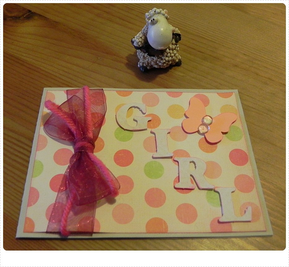 Its a Girl, Handmade Baby Shower Card, Pink