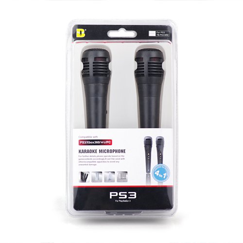 4 in 1 Wired Karaoke Microphone for PS3/Xbox 360/Wii/PC (2pcs) Black
