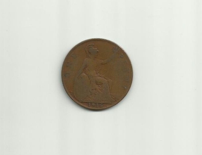 GREAT BRITAIN KING GEORGE V 1916 ONE PENNY COIN