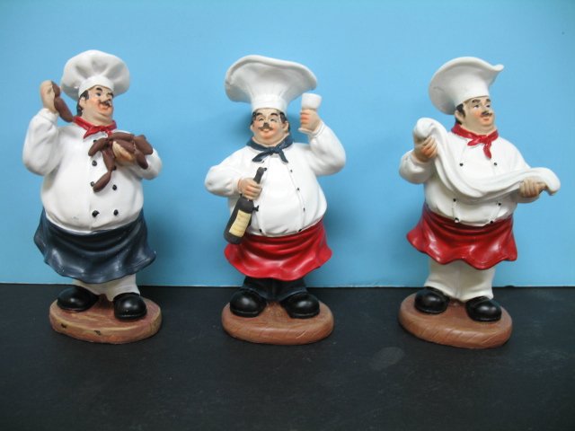 Italian FAT Chef figurine BISTRO DECOR home set of 3