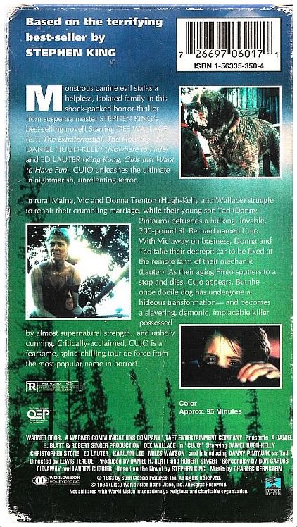 VHS - Cujo (1983) *Dee Wallace / Danny Pintauro / Chris Stone / Stephen ...