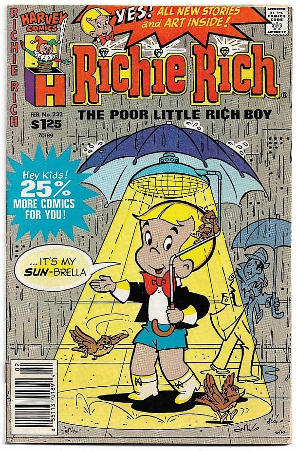 Richie Rich, The Poor Little Rich Boy #232 (1988) *Harvey Comics ...