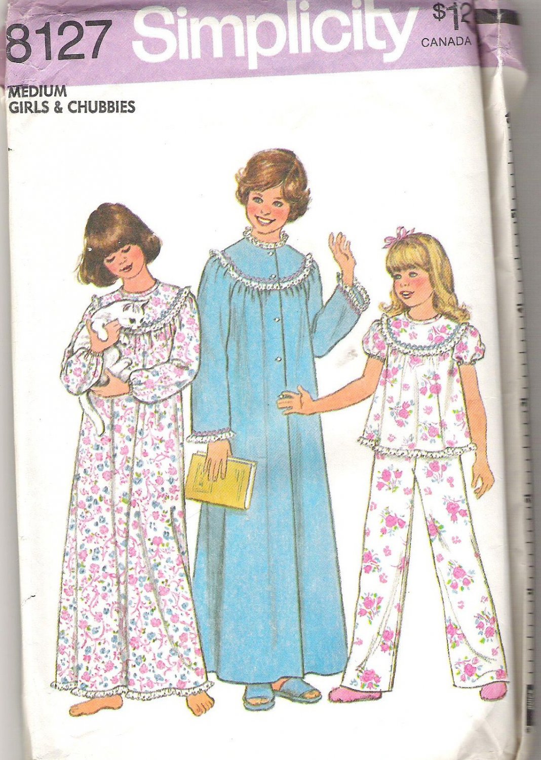 1977 Simplicity 8127 Pattern Girls and Chubbies Nightgown, Pajamas and ...