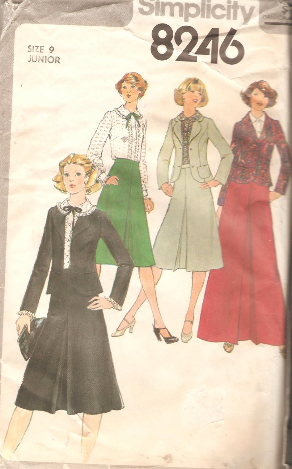 Simplicity 8246 (1977) Vintage Blouse Unlined Jacket Front Pleat Skirt ...