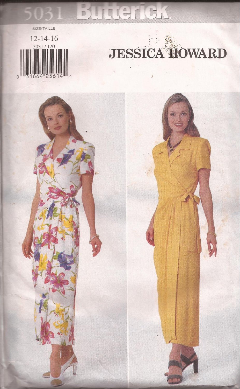 Butterick 5031 (1997) Desiginer Jessica Howard Mock Wrap Dress Pattern ...