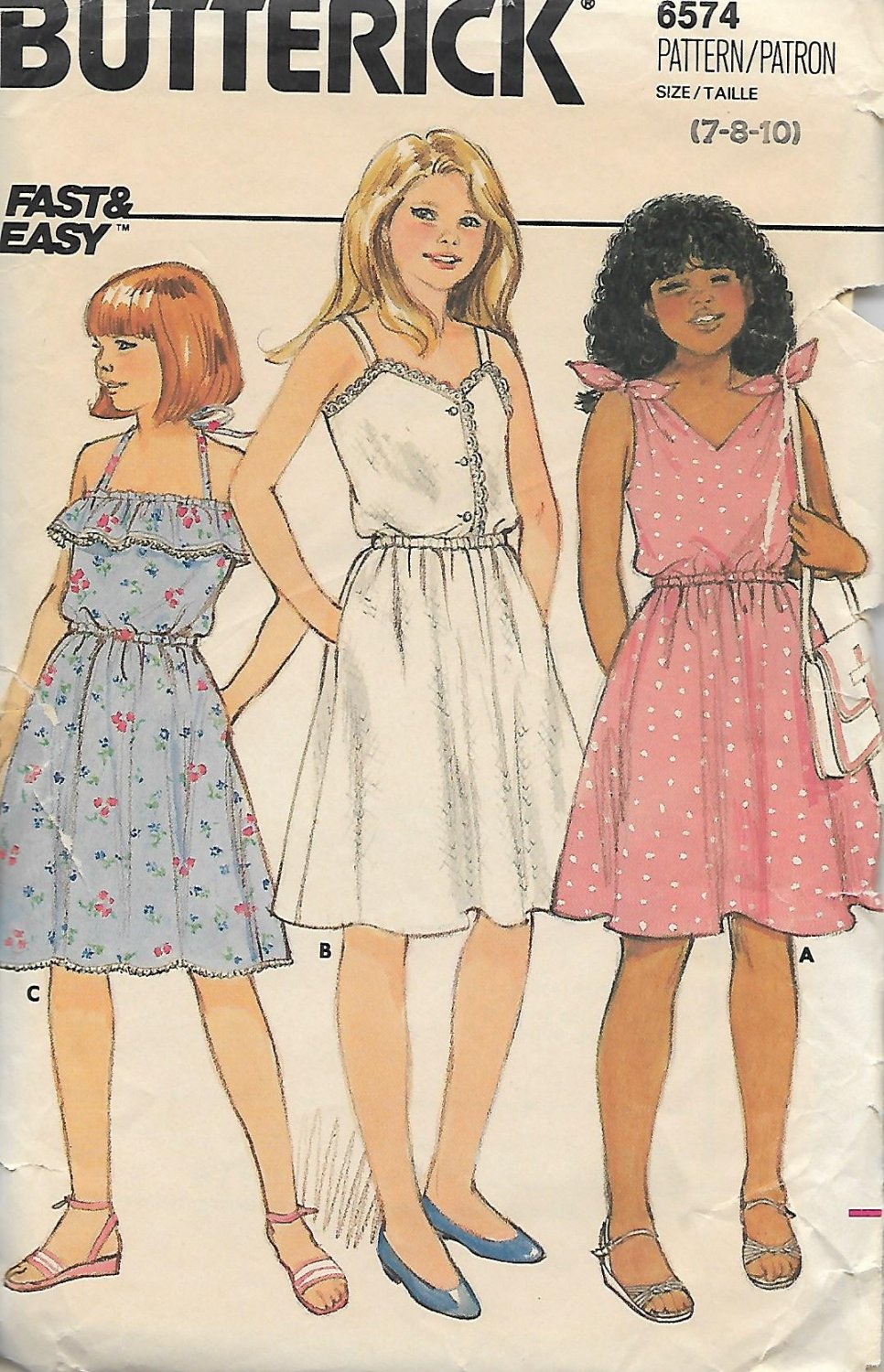 Butterick 6574 Girls Pullover Dress Sundress Pattern Size 7 8 10 UNCUT