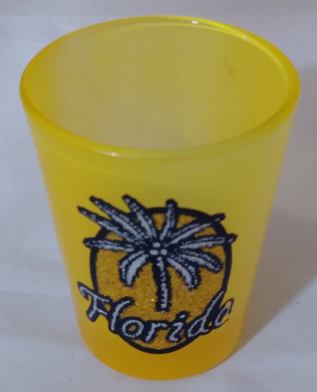 Florida Sunny Yellow Glitter Palm Tree Souvenir Shot Glass Shotglass