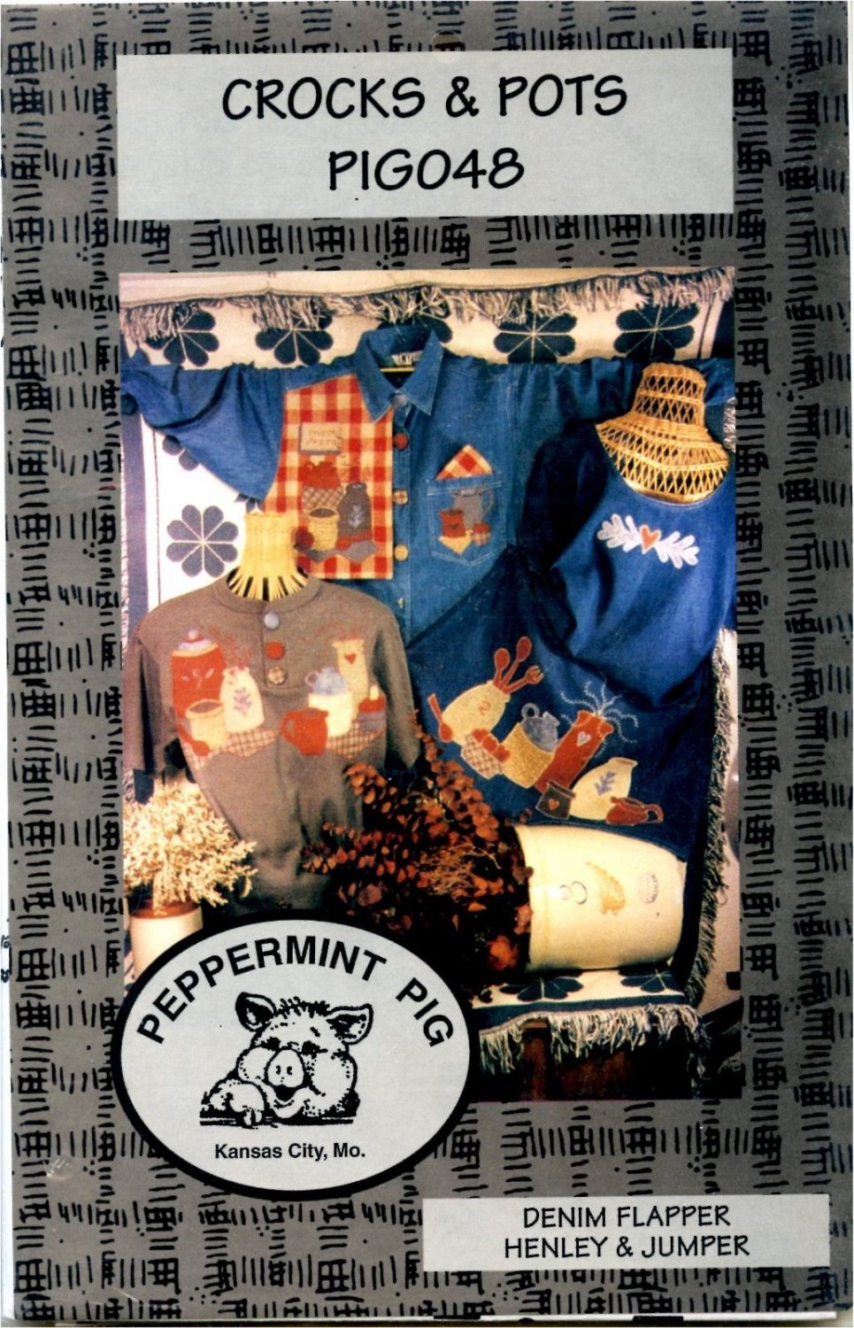 Peppermint Pig Crocks & Pots Applique Pattern Denim Flapper Jenley & Jumper