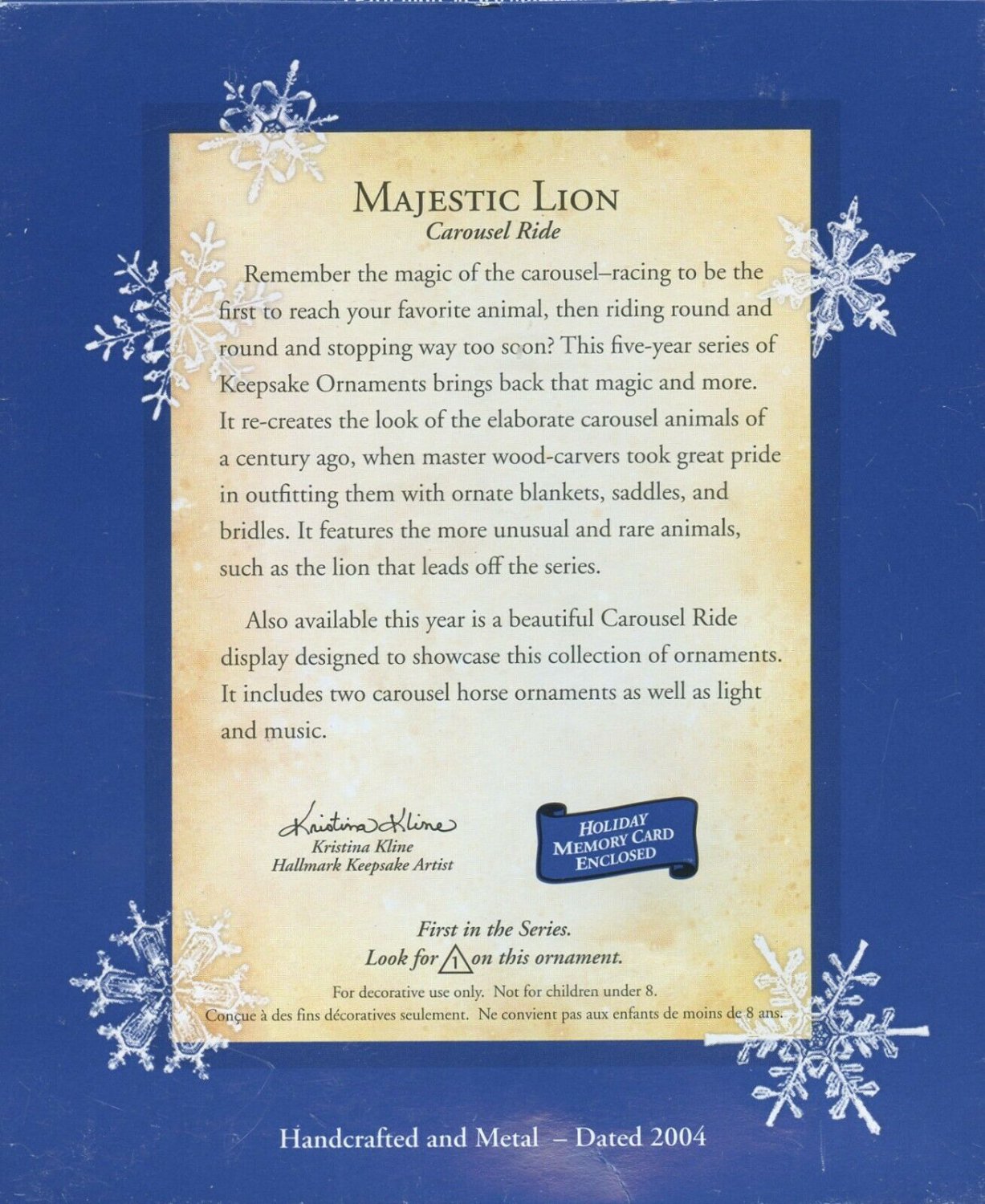 Hallmark Majestic Lion Carousel Ride Keepsake Ornament 1st in Series 2004