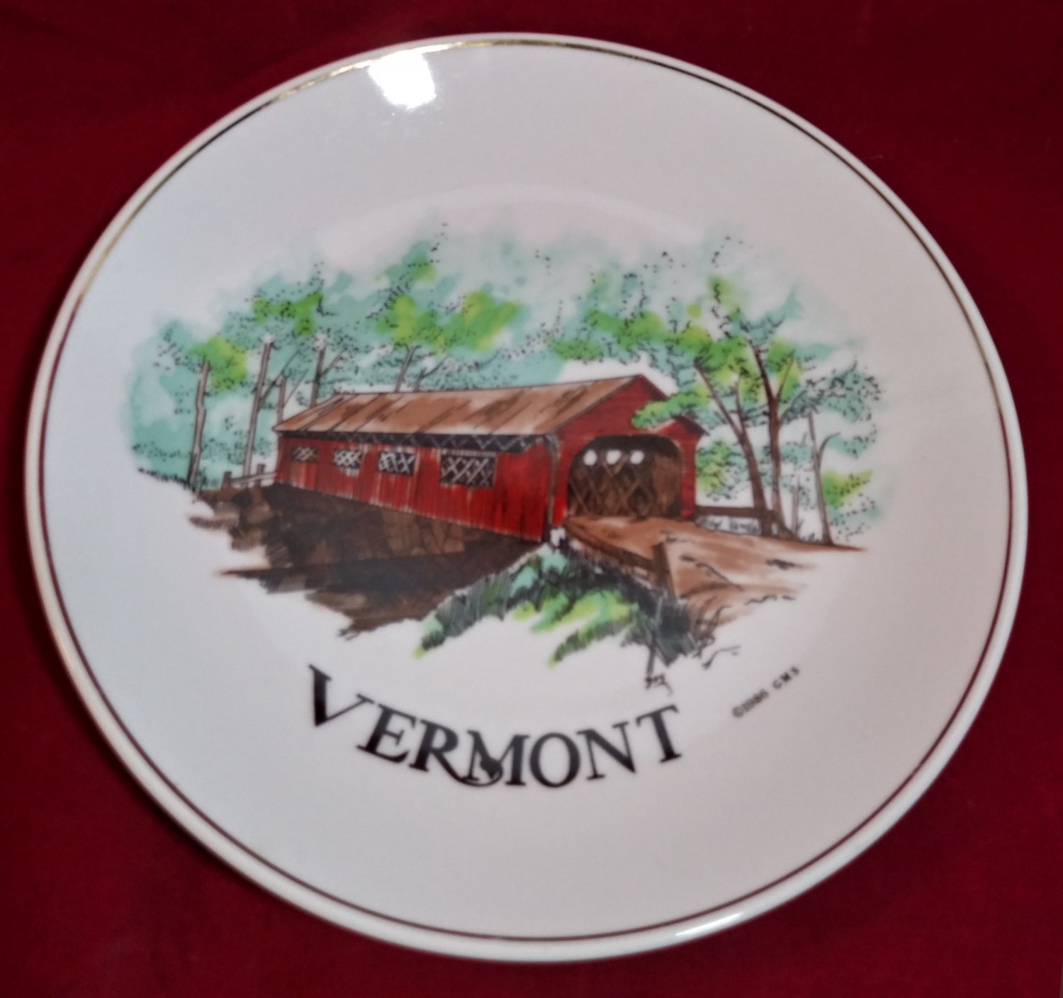 1986 Vermont Covered Bridge Collector's Plate by Green Mountain Studios ...