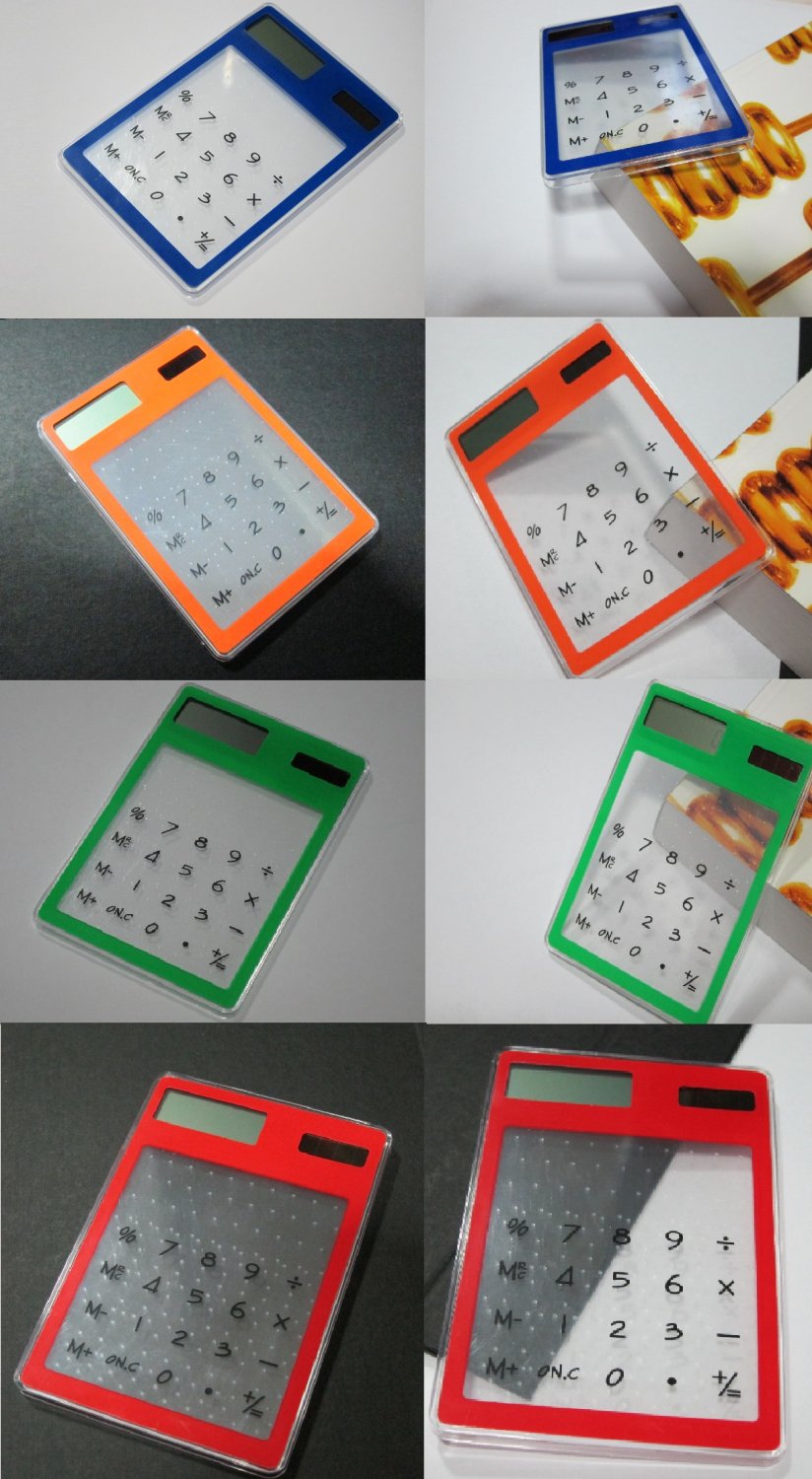 5 pieces Creative Cool solar powered Innovative Transparent Calculator ...