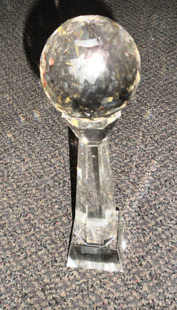 Crystal Look Tower Paperweight In Red Box