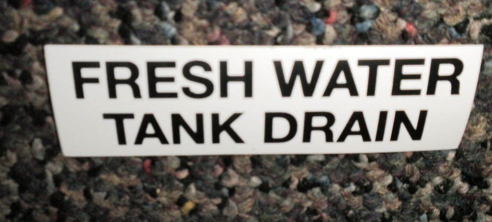 RV Information Decal Fresh Water Tank Drain