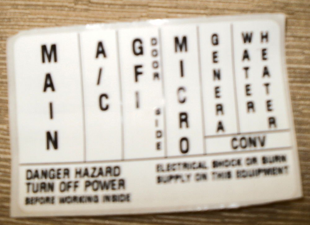 RV Safety Decal "Main Breaker Labels" Size: 3" x 2" #34686