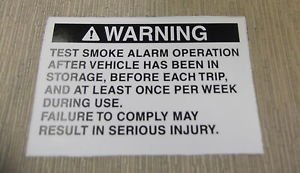 RV Safety Decal "Warning Test Smoke Alarm Operation" UPC:710534473798