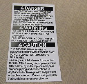 RV Safety Decal "Danger:Warning:Caution:" TL5002 UPC:710534474085