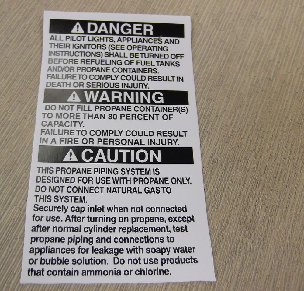 RV Safety Decal "Danger:Warning:Caution:" TL5002 UPC:710534474085