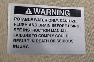 RV Safety Decal "Warning Potable Water Only" Black/Silver UPC:710534474269