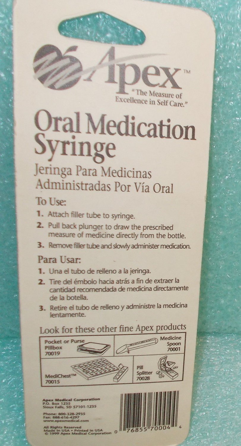 Apex Oral Medicine Syringe #70004 UPC:076855700044