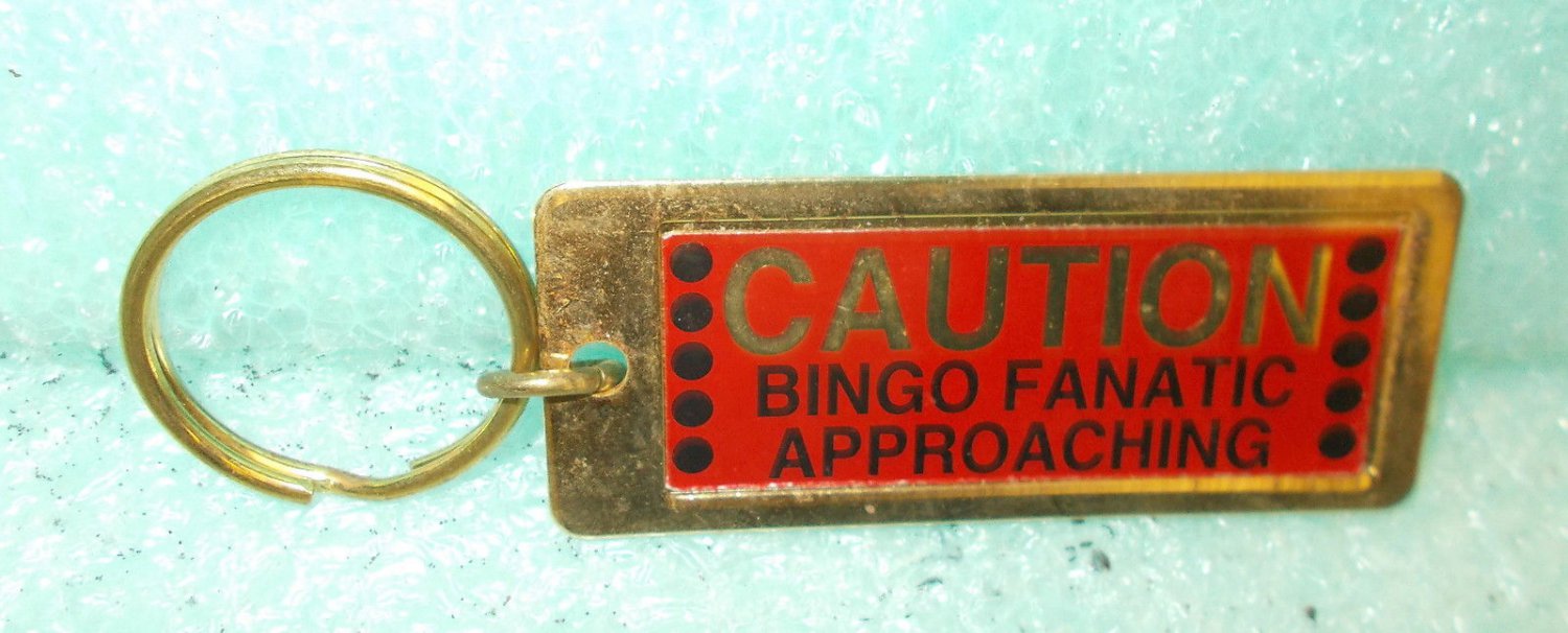 St. Evans "Caution: BINGO Fanatic" Metal Key Chain 1 1/4" X 3" UPC ...