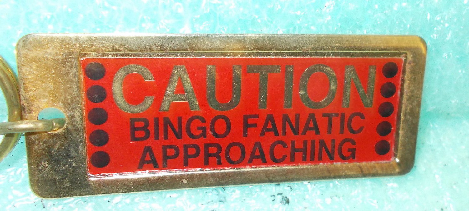 St. Evans "Caution: BINGO Fanatic" Metal Key Chain 1 1/4" X 3" UPC ...