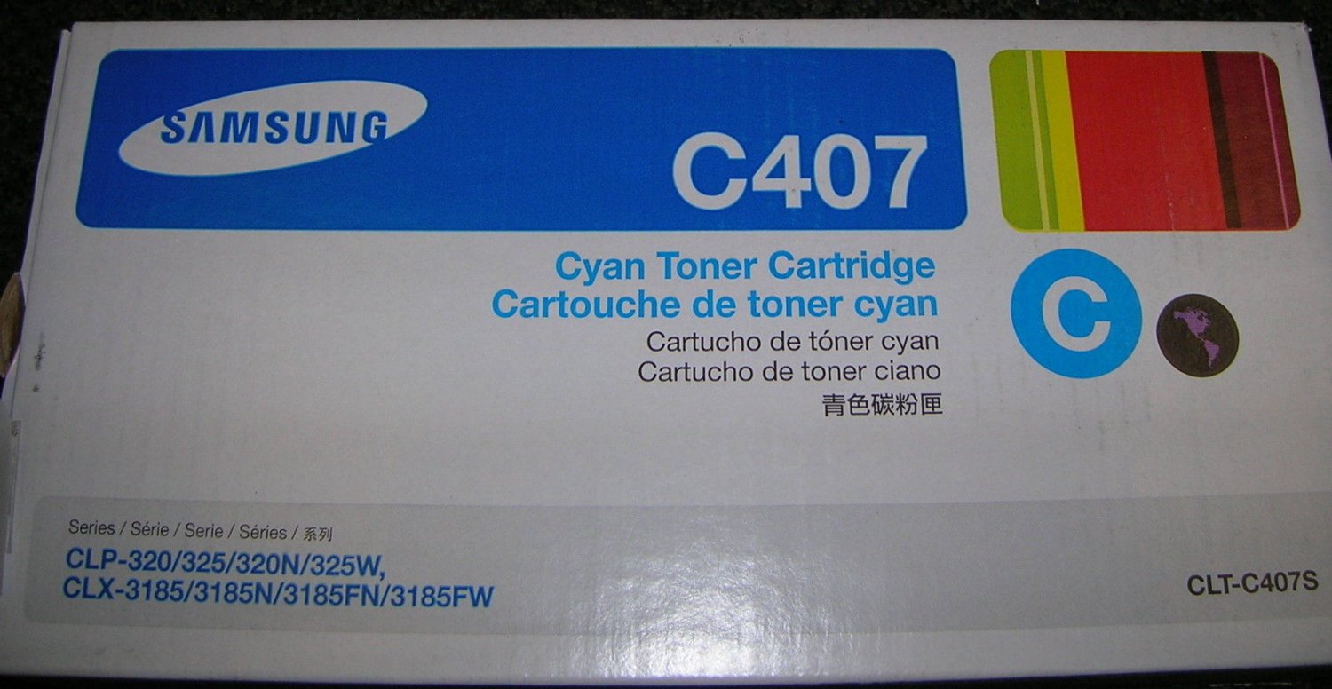 Samsung Cyan Color Toner Cartridge #CLT-C407 UPC:635753716689
