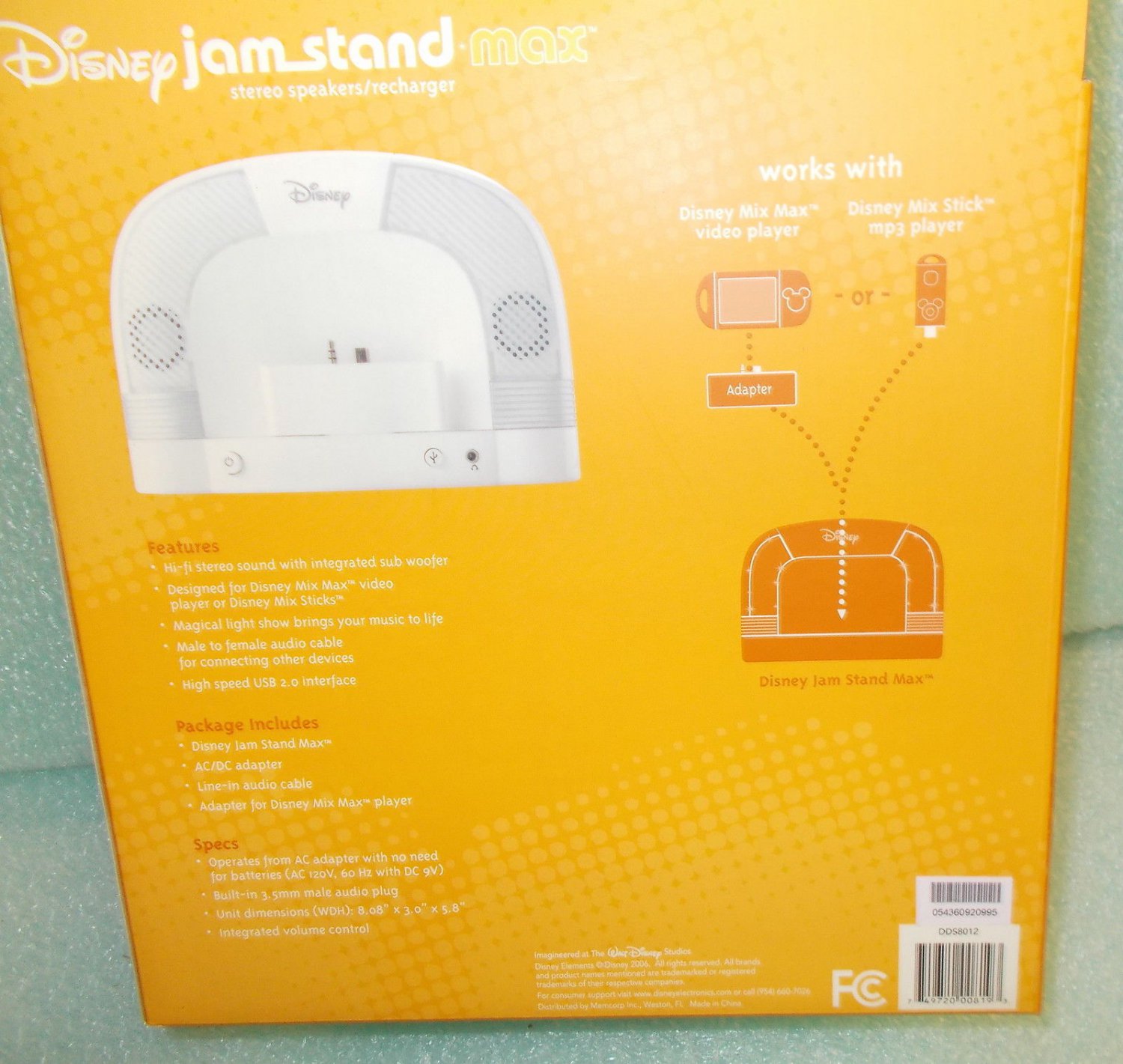 Disney Jam Stand Max Stereo Speakers/ Recharger #DDS8012 UPC:749720008193