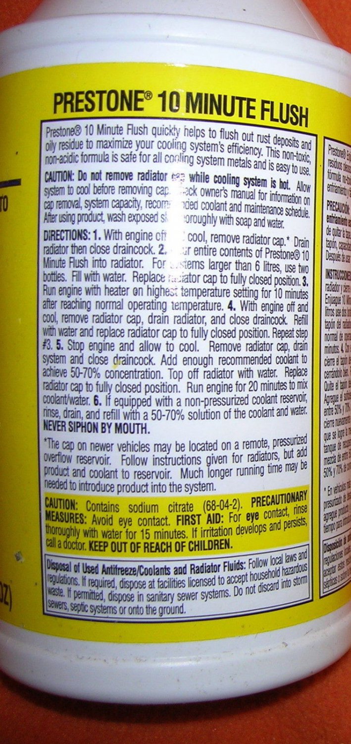 Prestone 10 Minute Cooling System Flush 11 Fl. Oz #AS106BL UPC:797496590350