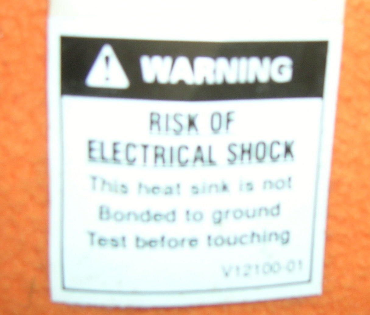 RV Safety Decal: Warning!Risk Of Electrical Shock. This Heat Sink UPC ...