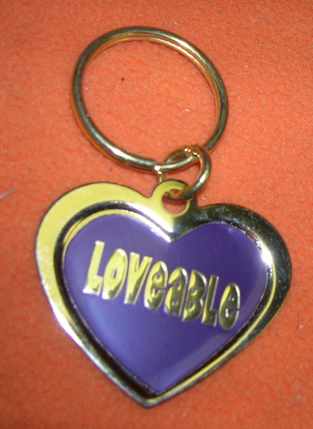 Novelty Inc Lovable Heart Keychain Purple With Gold Border UPC:710534485029