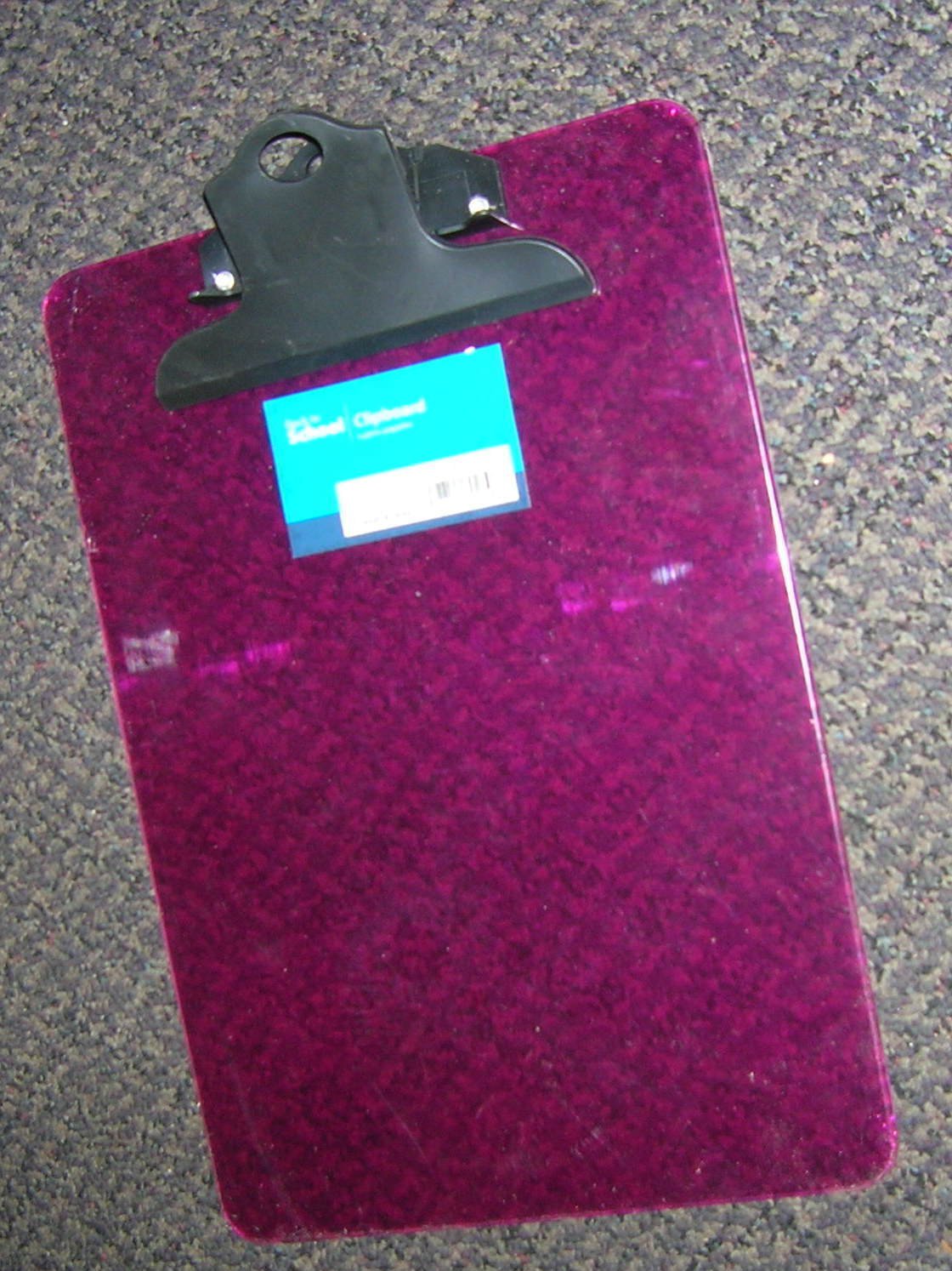 Back To School Acrylic Pink Clipboard #TY39-B-P. Pink UPC:027755602396