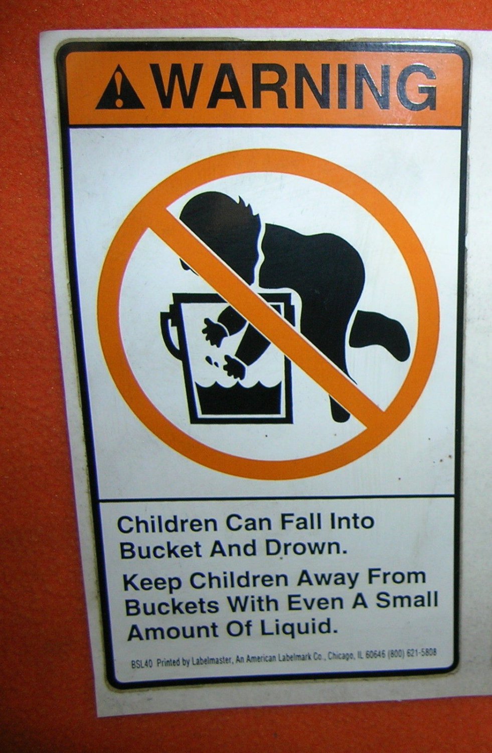 Safety English Decal "Children Can Fall Into Bucket" #BSL40 UPC ...