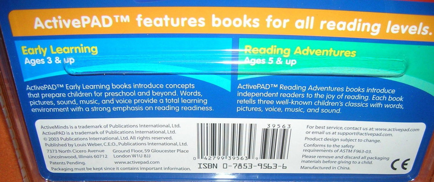 Active Minds My First Storybook Active Pad Book Pack#95036 UPC:042799395639