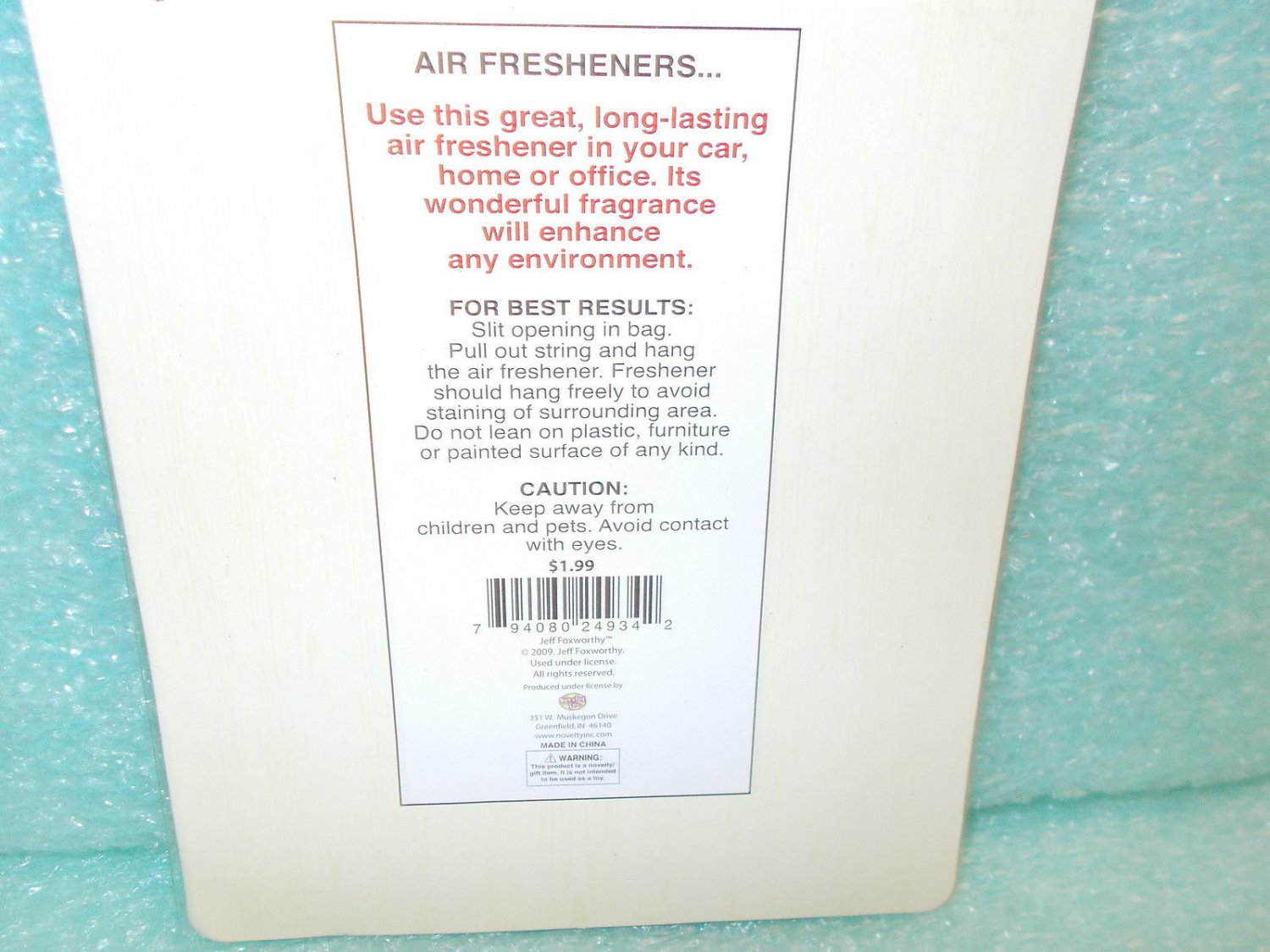 Novelty Inc Jeff Foxworthy "Vacation Home" Air Freshener Set 2 UPC ...