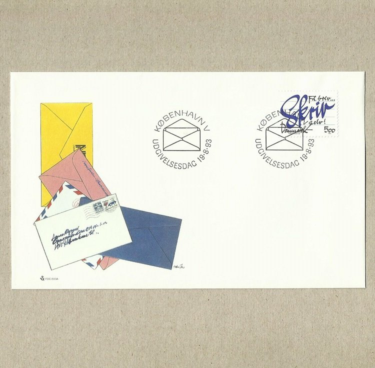 DENMARK LETTER WRITING STAMP FIRST DAY COVER 1993