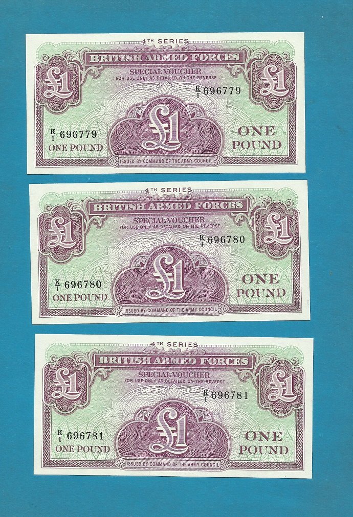 BRITISH ARMED FORCES ONE POUND UNCIRCULATED 4th SERIES BANKNOTES 1962