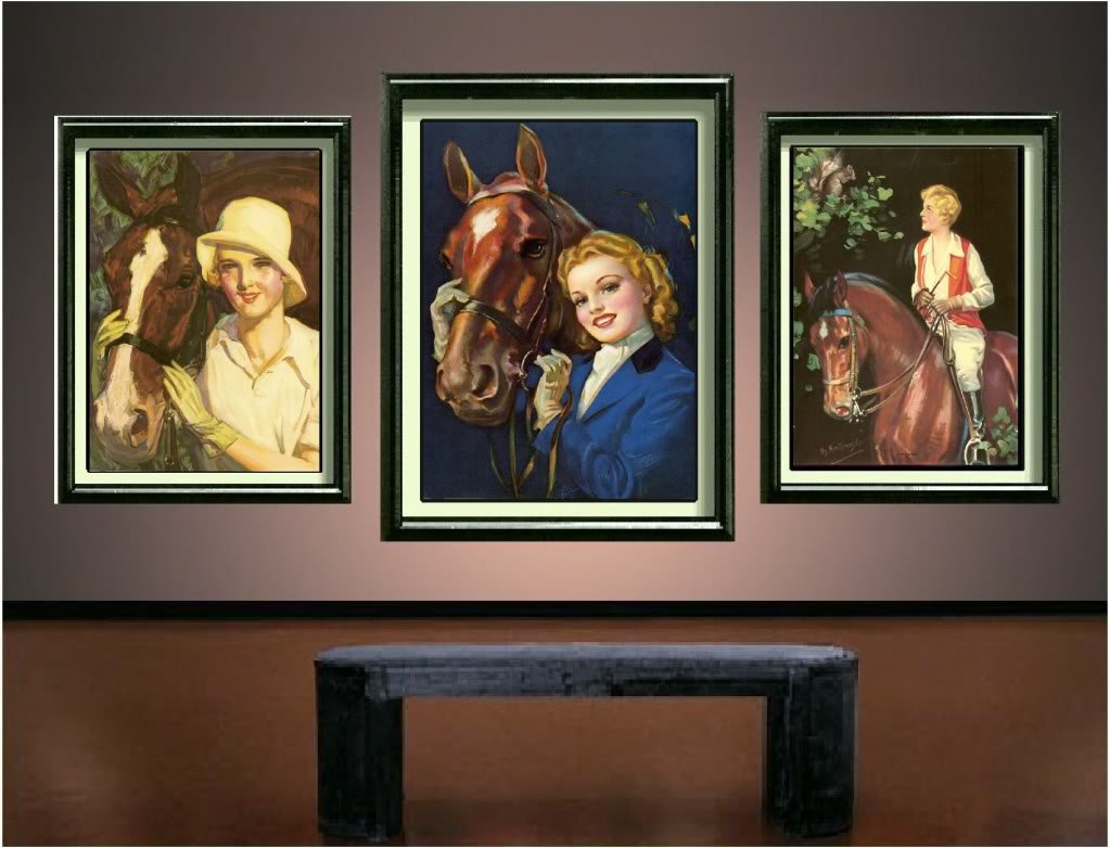 VINTAGE COWGIRL HORSE PIN-UP GIRL SQUIRREL CANVAS PRINT