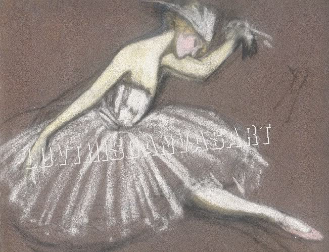 VINTAGE FRENCH BALLET BALLERINA SKETCH CANVAS PRINT BIG