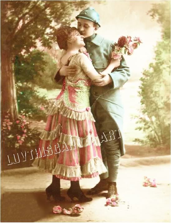 FRENCH RISQUE LOVERS KISS ROMANCE BED CHIC CANVAS PRINT