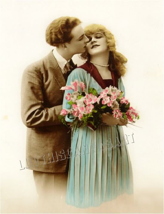 FRENCH RISQUE LOVERS KISS ROMANCE BED CHIC CANVAS PRINT