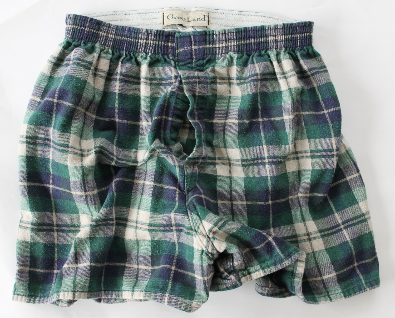 Men's Used Flannel Boxers 2 Pair blue/Red Plaid Medium 32-34