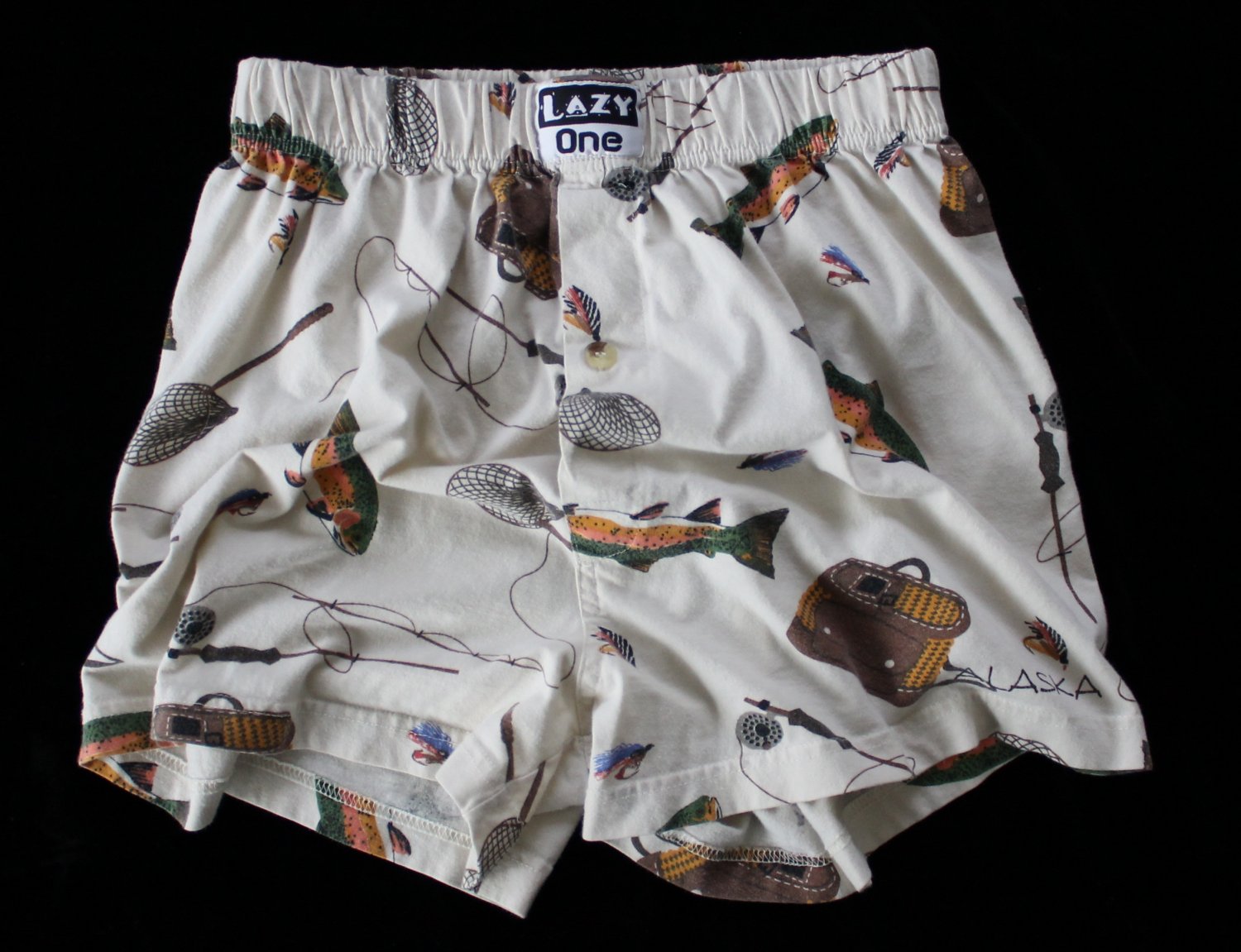 Lazy One 1 Pair Men's used Boxers Flyfishing Medium 32-34