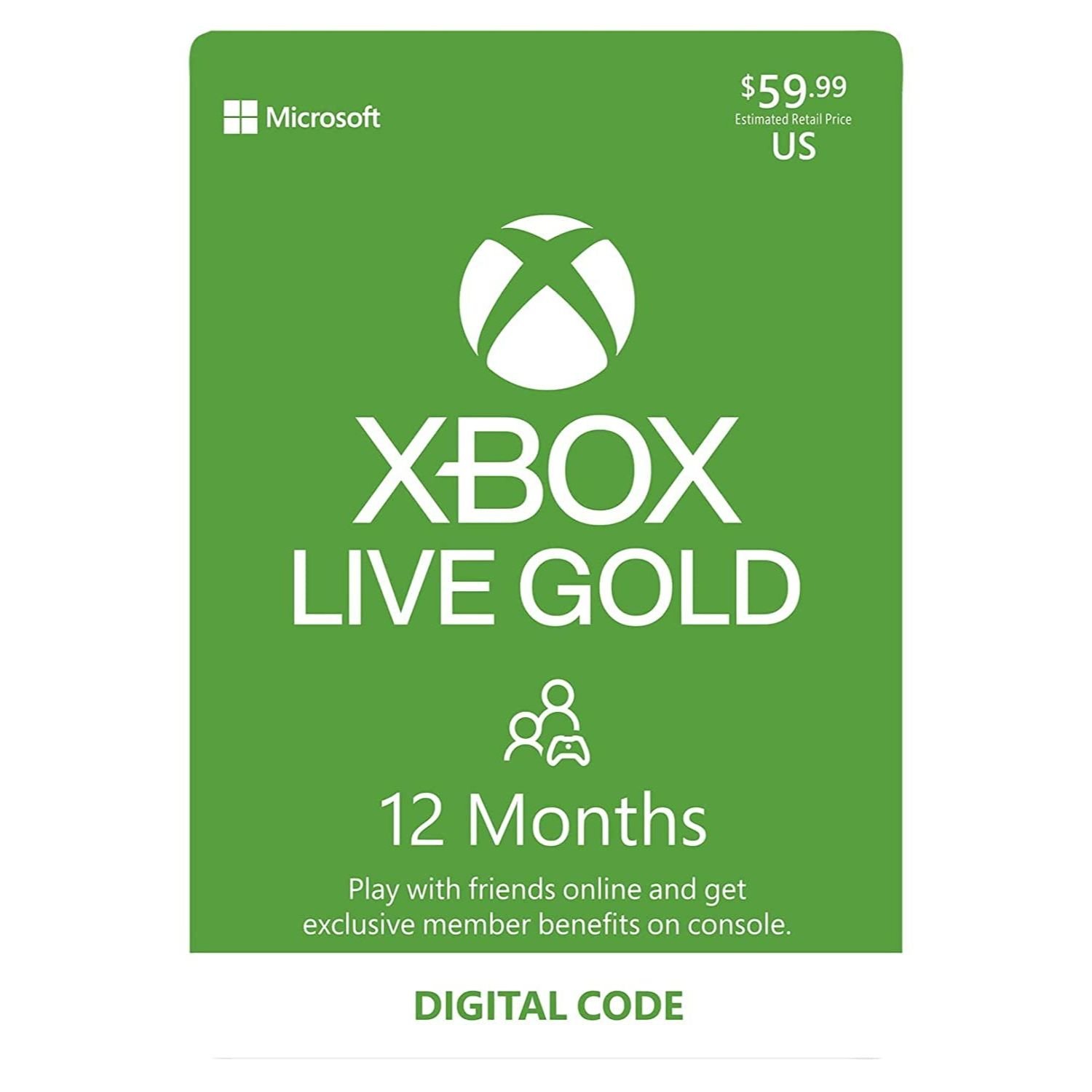Xbox Live Gold 12-Month Membership (Digital Code with ZELLE)